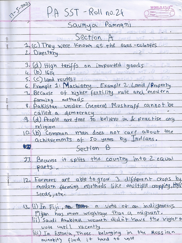 Saumya Pamnani. P.A SST. Roll No.24 | PDF