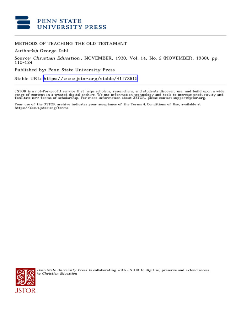 Methods of Teaching OT by George Dahl 1930 | PDF | Bible | Knowledge