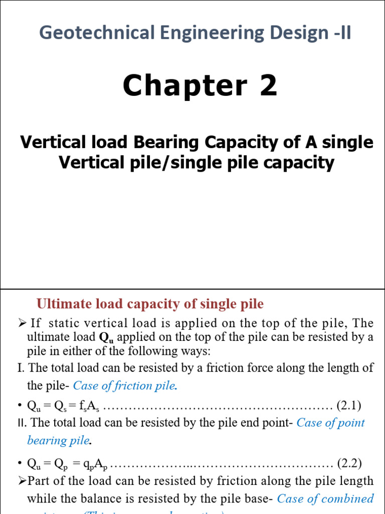Chapter 2 Lecture 1 | PDF | Deep Foundation | Civil Engineering Chapter 2 Lecture 1 | PDF | Deep Foundation | Civil Engineering