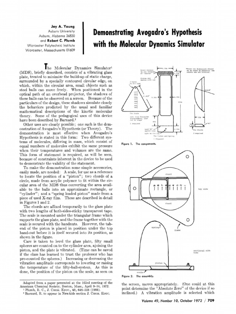 Demonstrating Avogadro's Hypothesis With The Molecular Dynamics Simulator | PDF | Molecules | Area