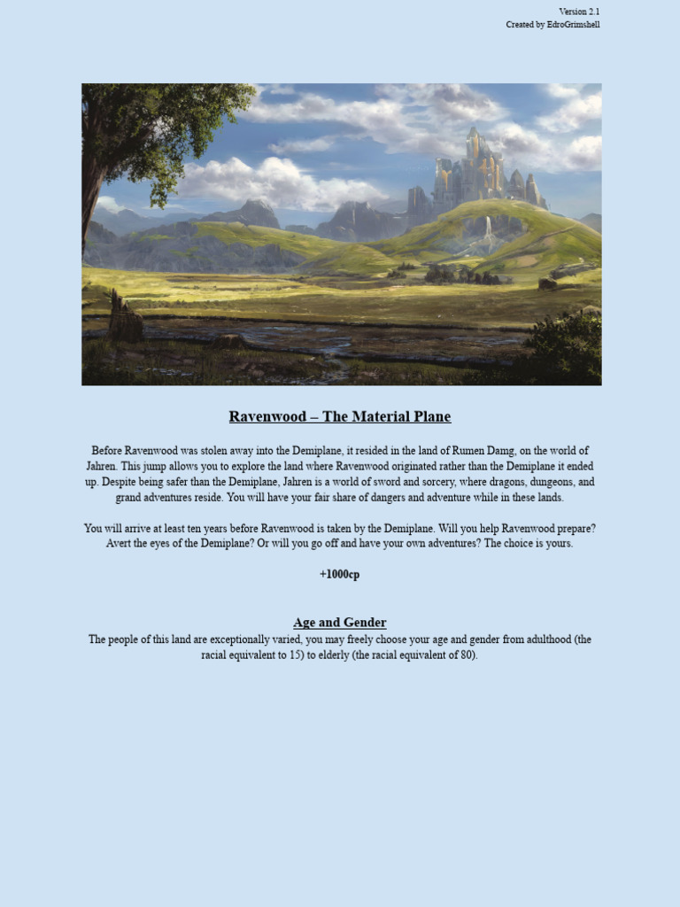 Ravenwood The Material Plane Jump | PDF | Necromancy | Druid