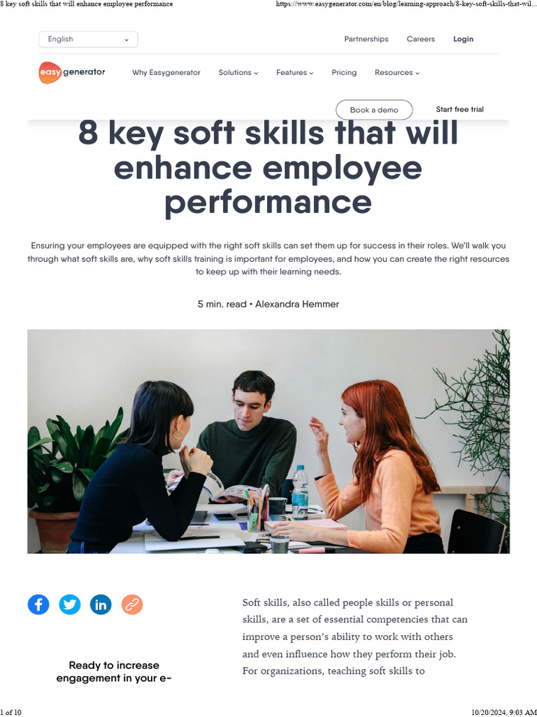 8 key soft skills that will enhance employee performance | PDF | Skill | Sales