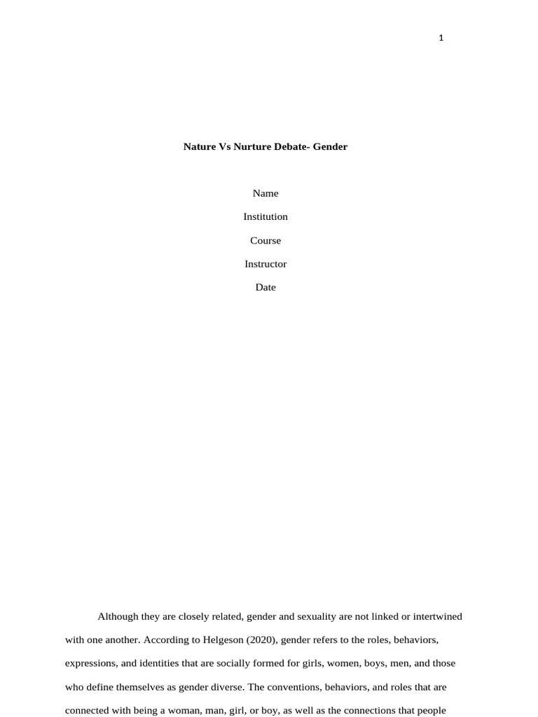Gender Nature Vs Nurture | PDF