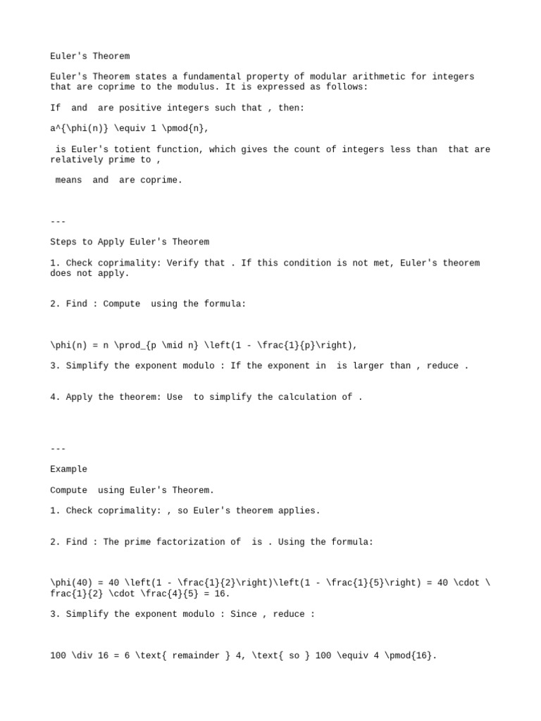 Euler Theorem | PDF