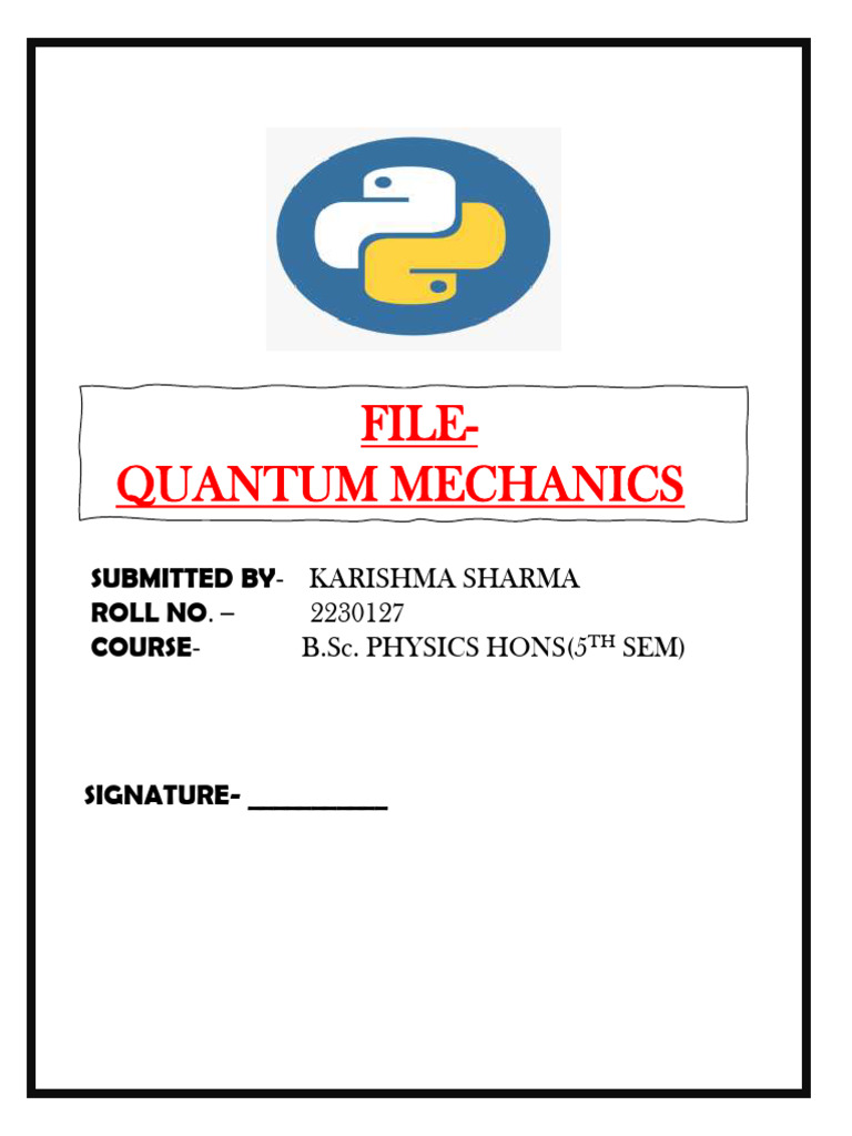 Qunatum Practical File | PDF