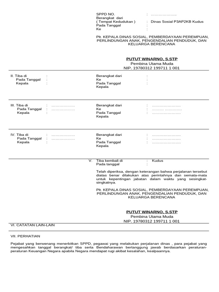 Format - SPPD Belakang | PDF