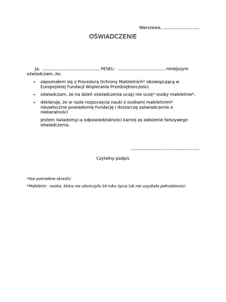 Oświadczenie KRK | PDF