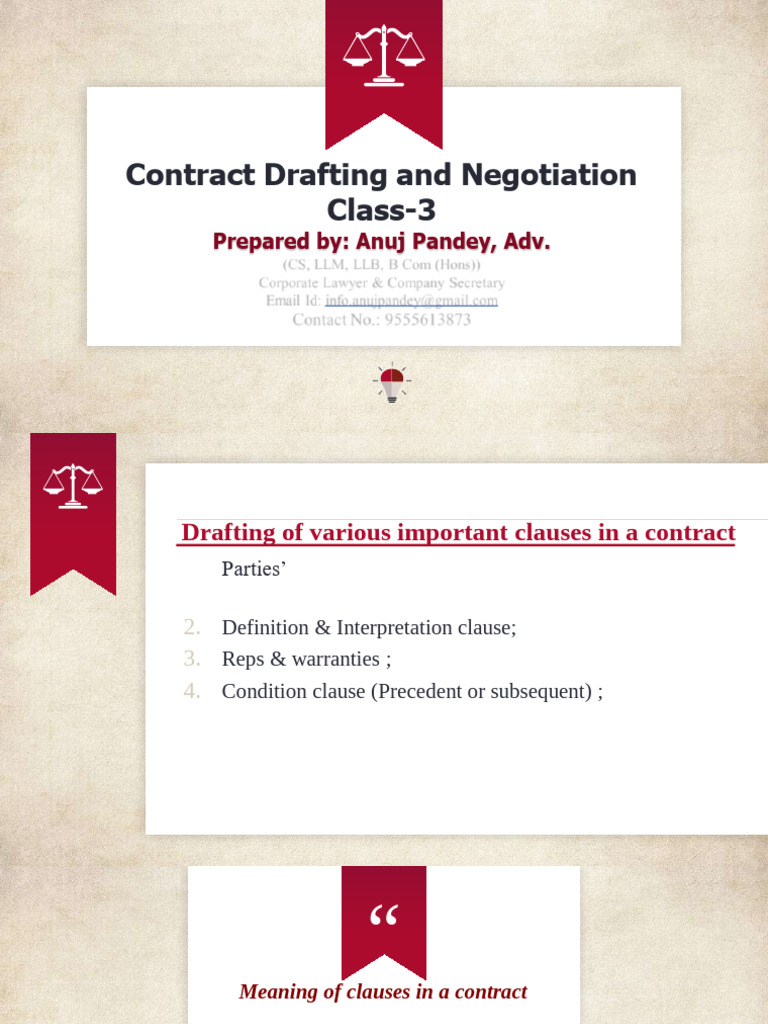 Drafting of Various Important Clauses in A Contract | PDF | Limited ...