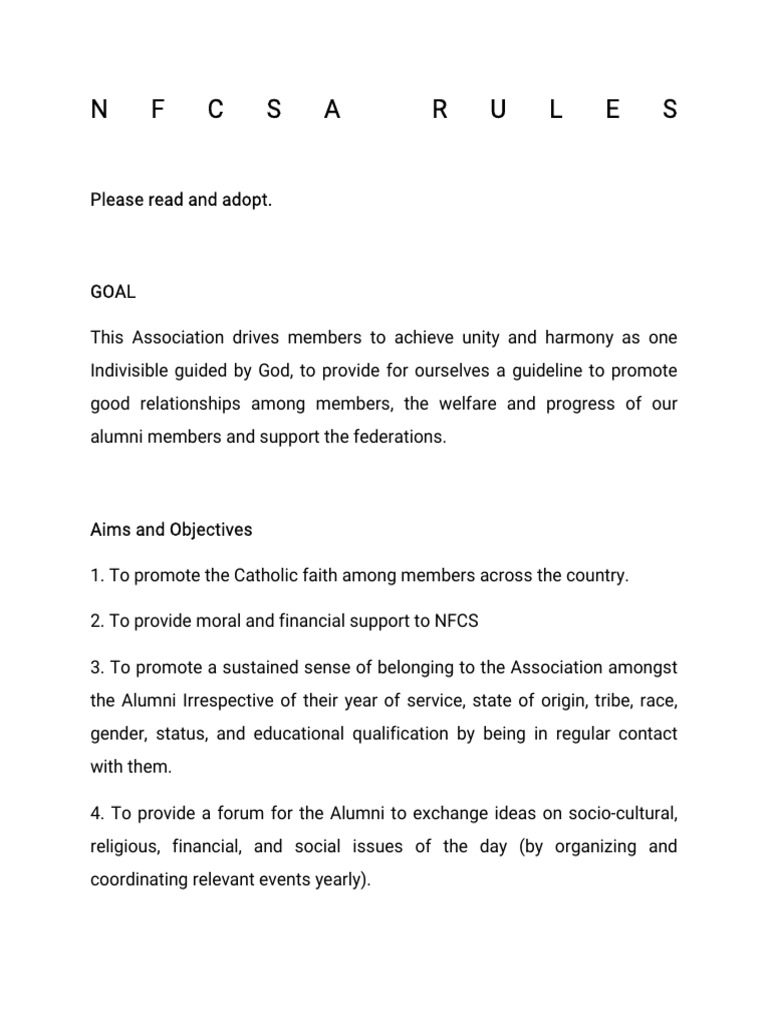 NFCSA RULES-Updated | PDF