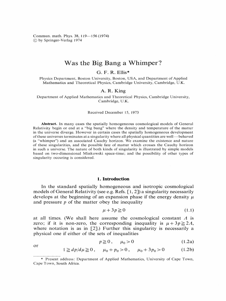 Big Bang vs. Whimper in Cosmology | PDF | Universe | Spacetime