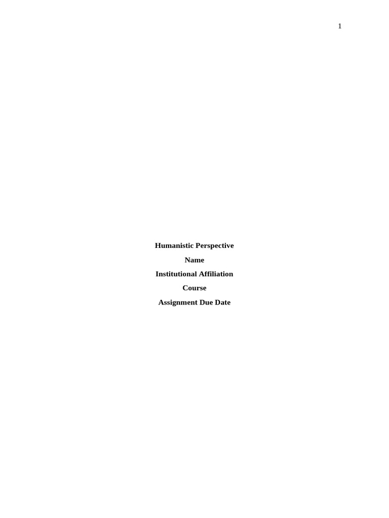 Humanistic Perspective | PDF | Humanistic Psychology | Self Actualization