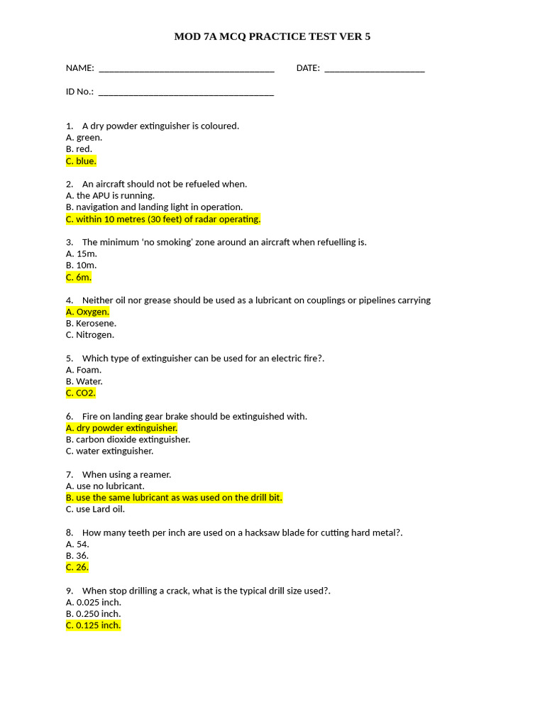 M7 MCQ Practice Test 5 KEY | PDF