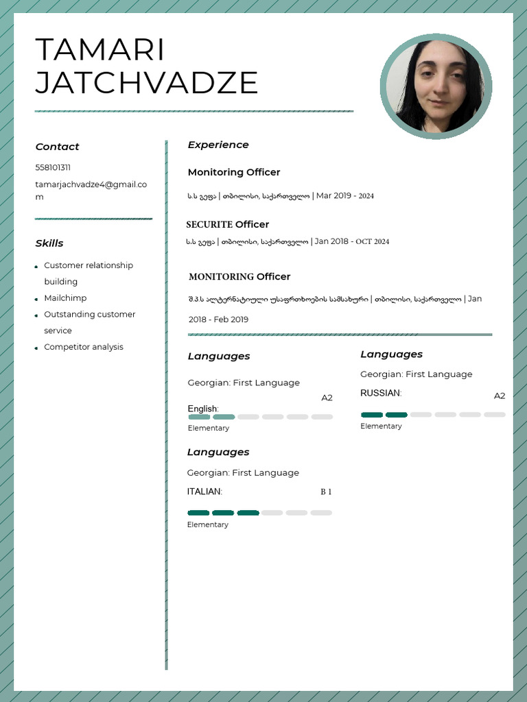 Tamari Jatchvadze CV | PDF