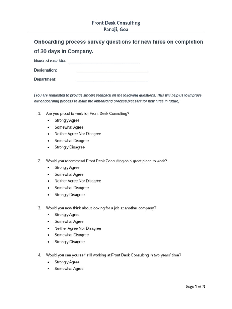 30 days review questions for new hires | PDF | Cognition | Social ...