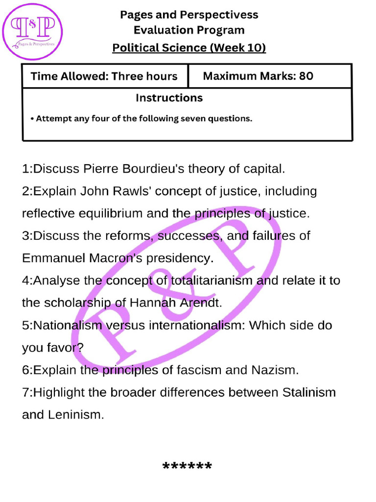 Political Science (Week 10) | PDF
