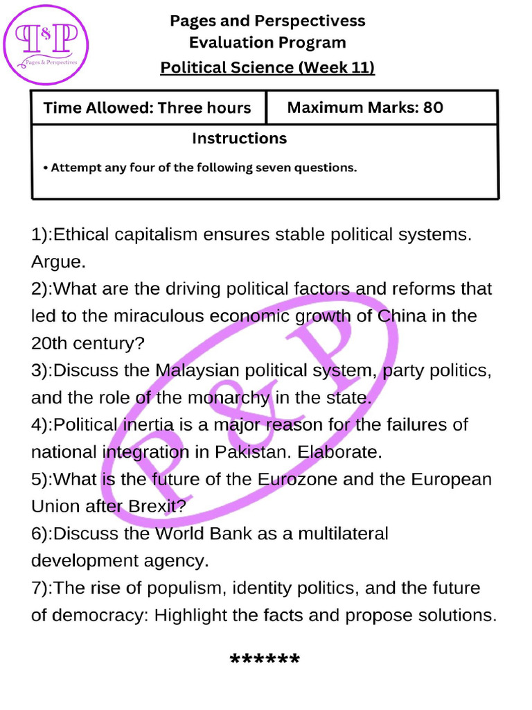 Political Science (Week 11) | PDF