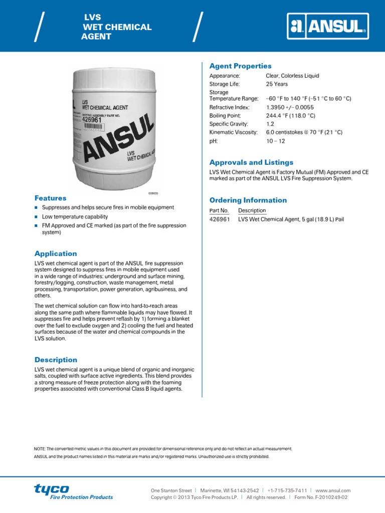 F-2010249-LVS Wet Chemical Agent | PDF | Fires | Liquids