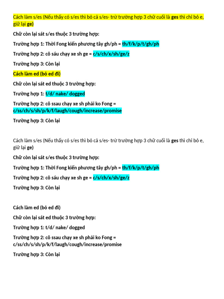 Cách Làm S-Es-Ed | PDF