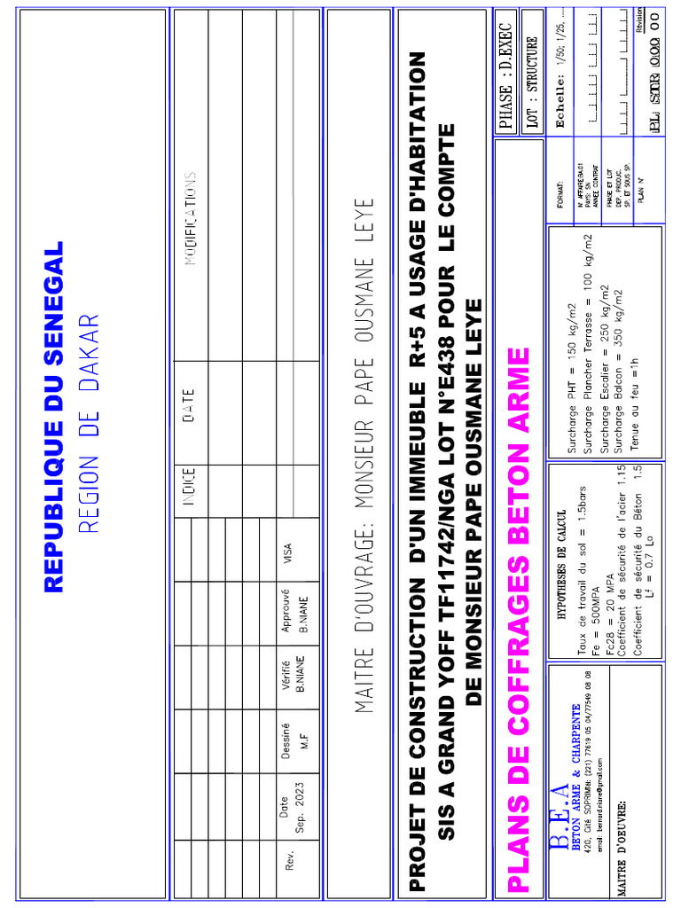 Immeuble Pape Ousmane Léye - Coffrages | PDF