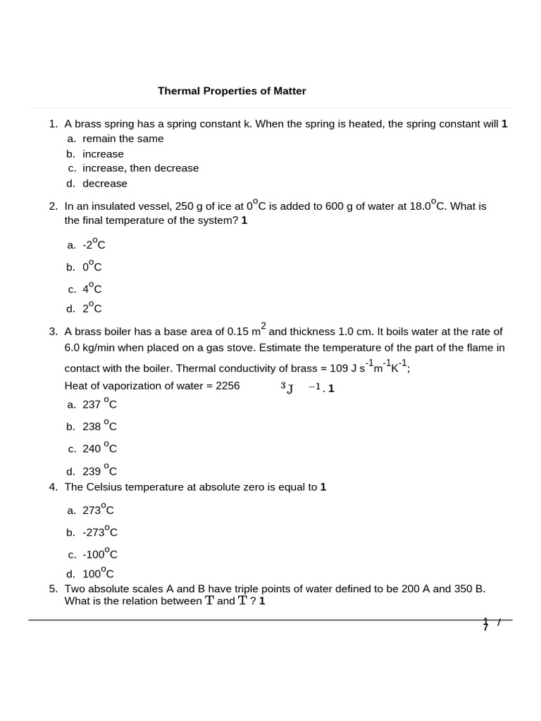 Thermal Properties of Matter | PDF | Thermal Expansion | Temperature