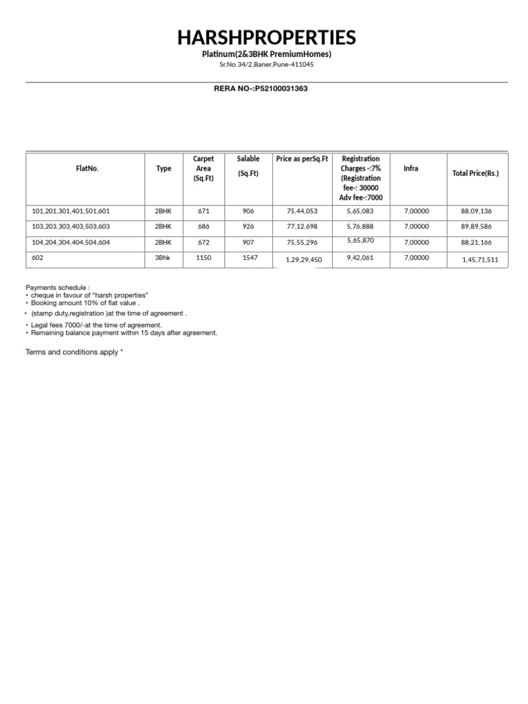Platinum Cost Sheet | PDF