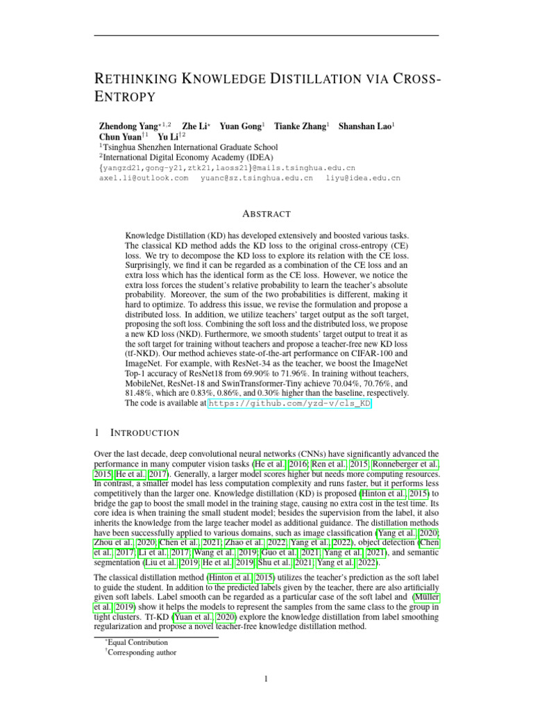 Rethinking Knowledge Distillation Via Cross | PDF | Artificial Intelligence | Intelligence (AI ...
