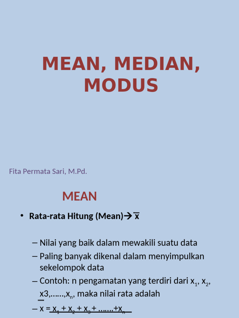 MEAN MEDIAN MODUS Data Tunggal Dan Berkelompok | PDF