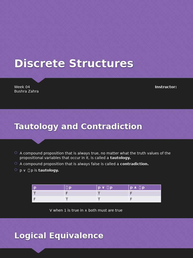 Discrete Structures Week 04 | PDF | Logic | Proposition Discrete Structures Week 04 | PDF | Logic | Proposition