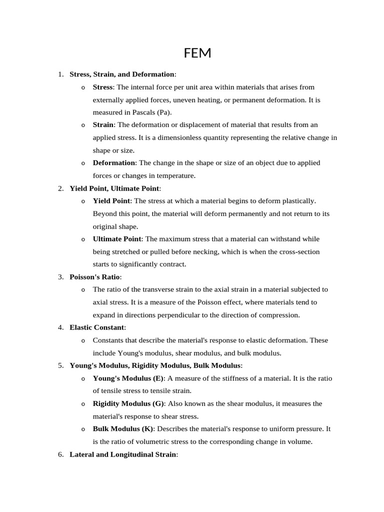 FEM lab | PDF | Young's Modulus | Stress (Mechanics)