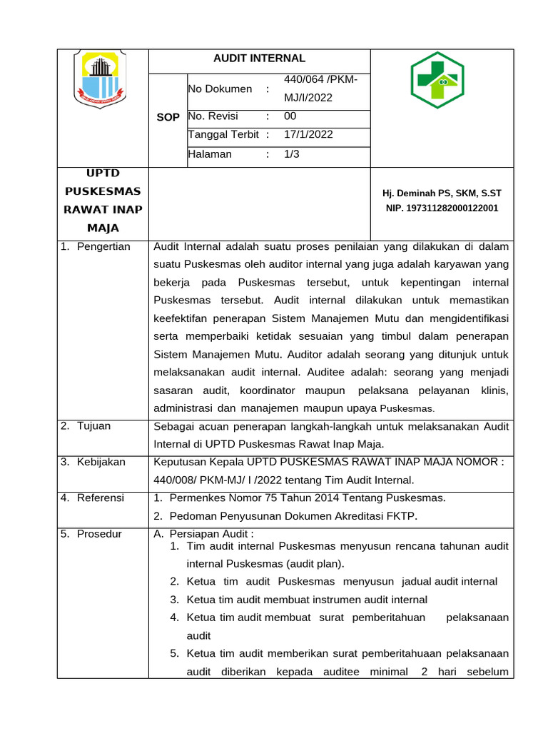 SOP Audit Internal | PDF