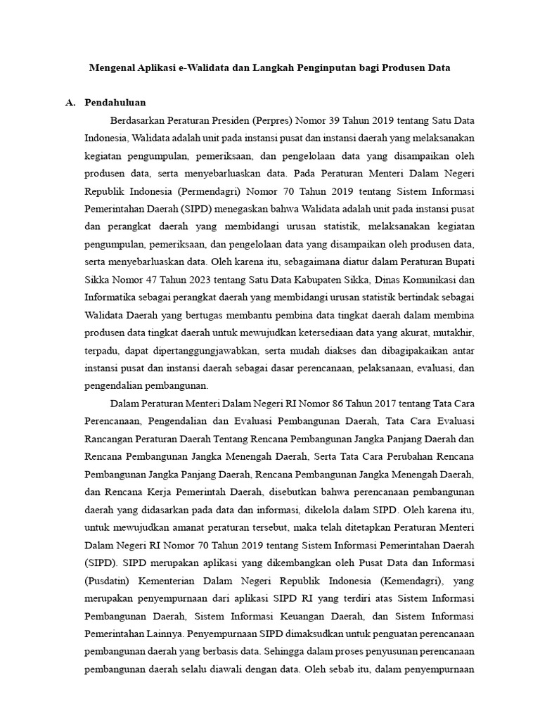 Panduan Aplikasi e-Walidata untuk Data | PDF