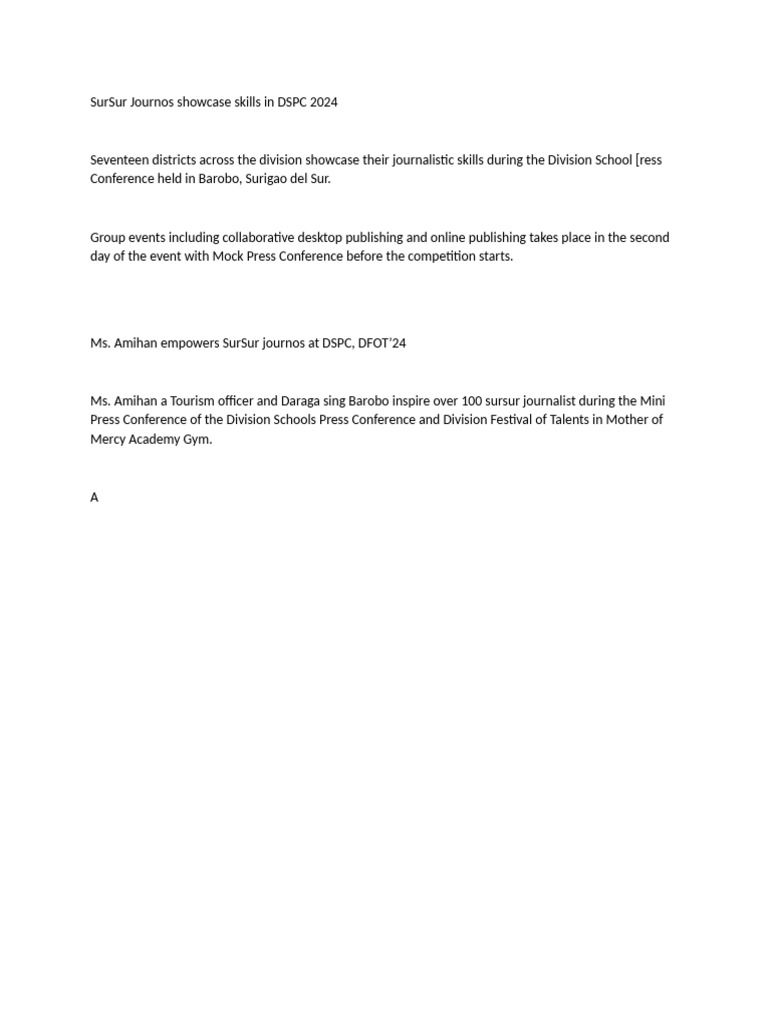 SurSur Journos Showcase Skills in DSPC 2024 | PDF