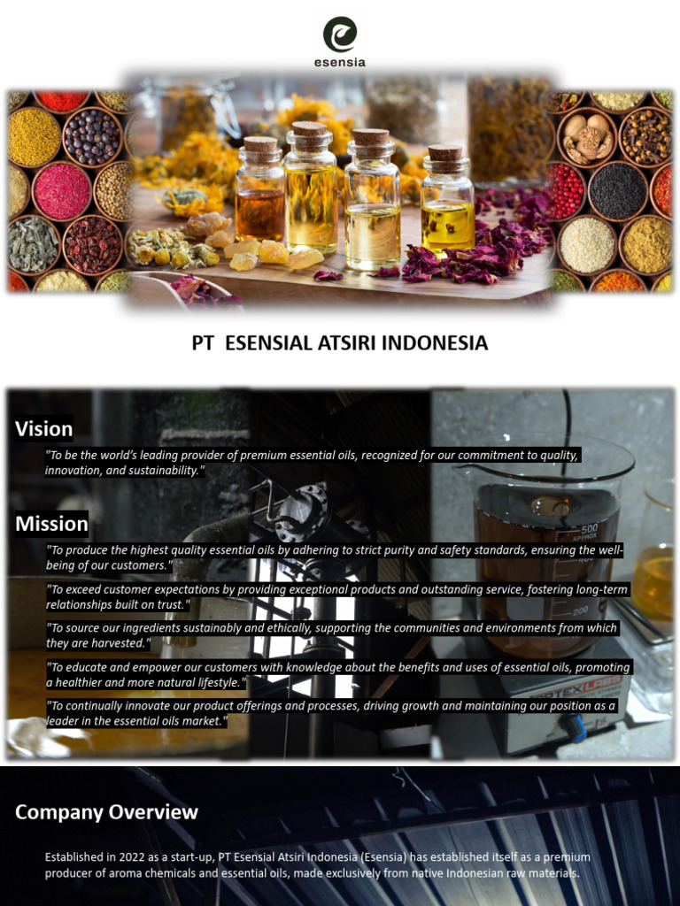 Company Profile Esensia | PDF | Distillation | Clove