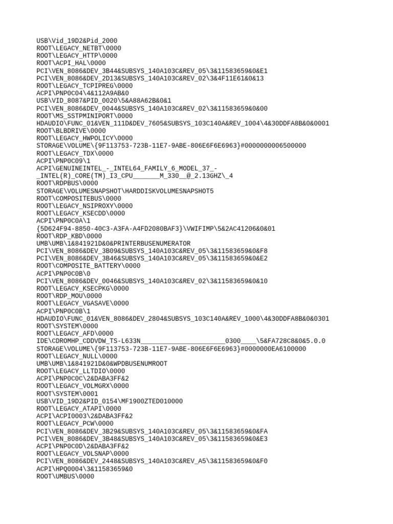 Device Hardware Identifiers | PDF | Bios | Booting