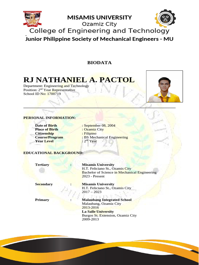 biodata-pactol-2nd-year-rep | PDF
