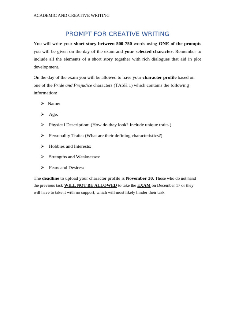 Assessment - Creative Writing | PDF