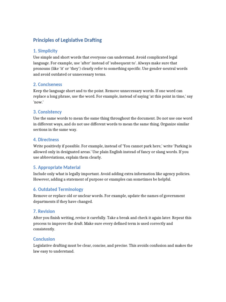 Principles of Legislative Drafting | PDF