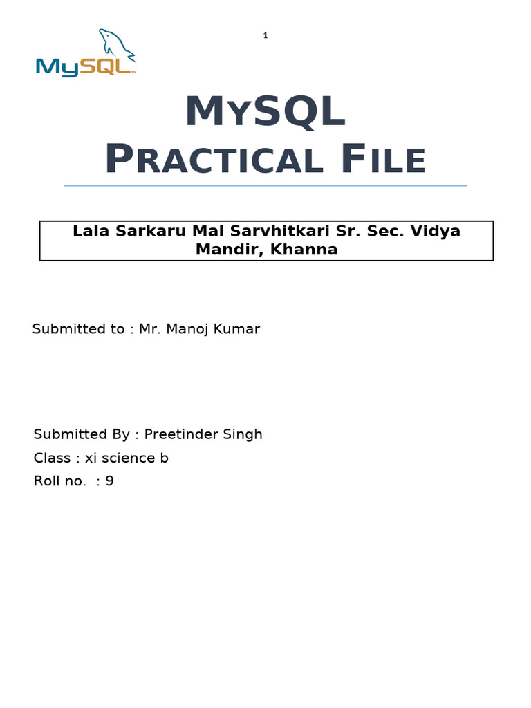 MY SQL Project File For School | PDF | Table (Database) | Computer Programming