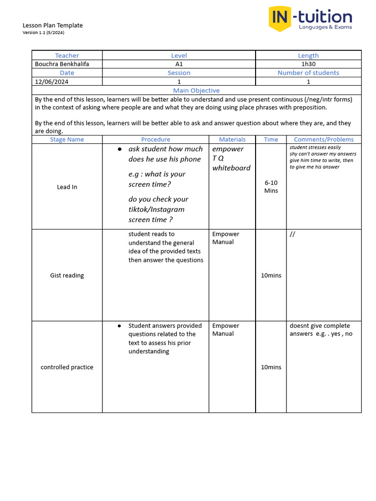 Lesson Plan.docx (1) | PDF | Learning | Linguistics