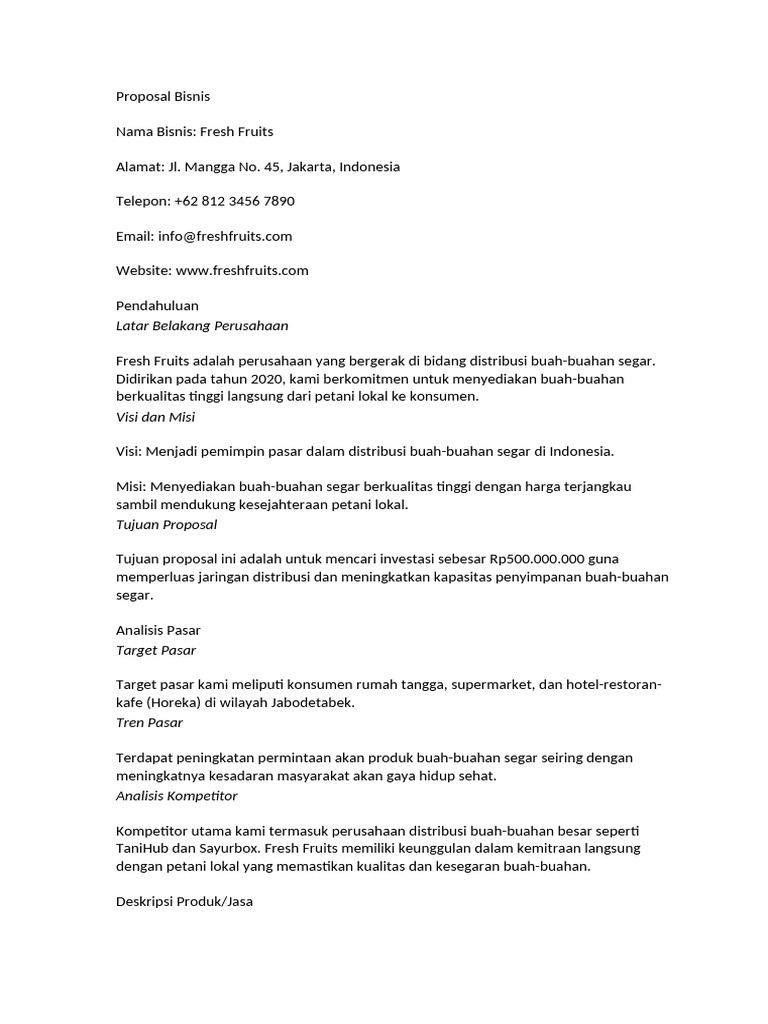 Proposal Bisnis | PDF