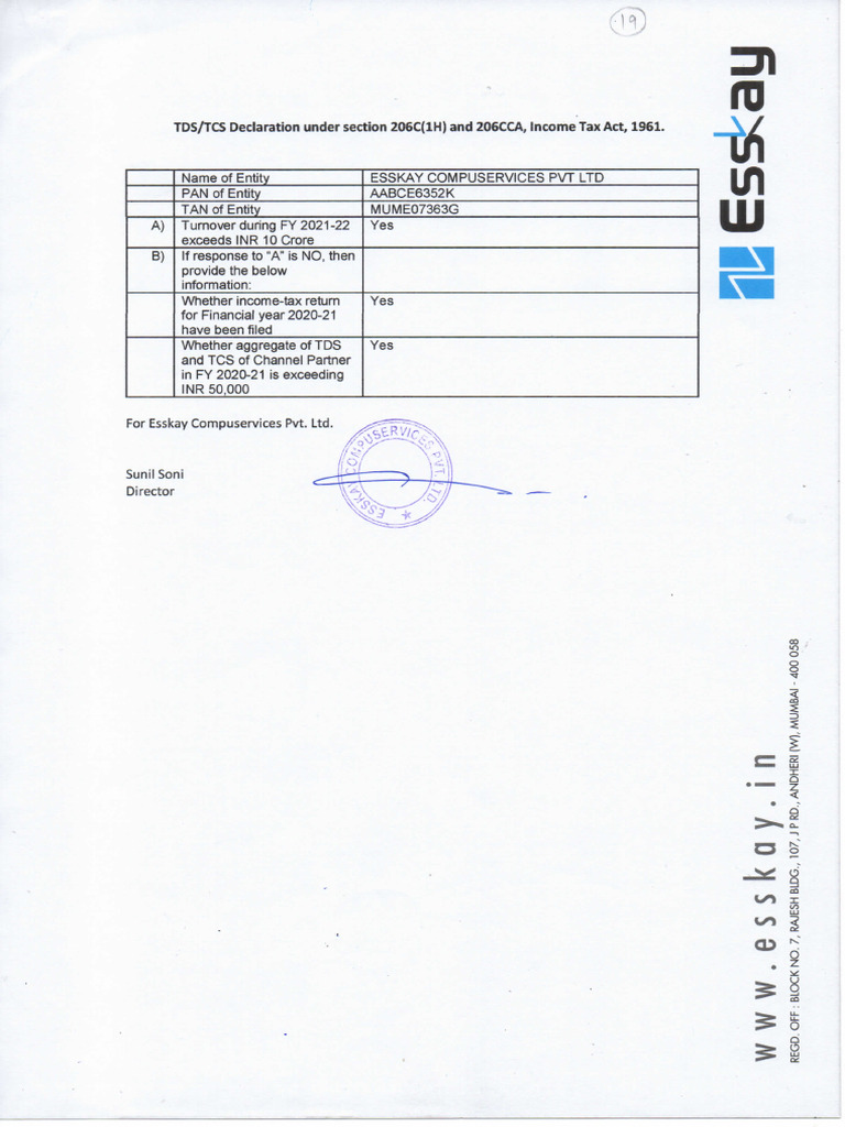 19 TDS-TCS declaration | PDF