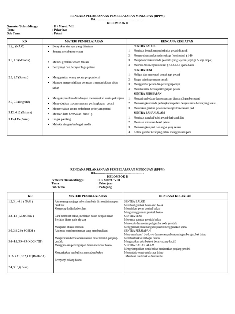8.RPPM Kel B Pekerjaan | PDF