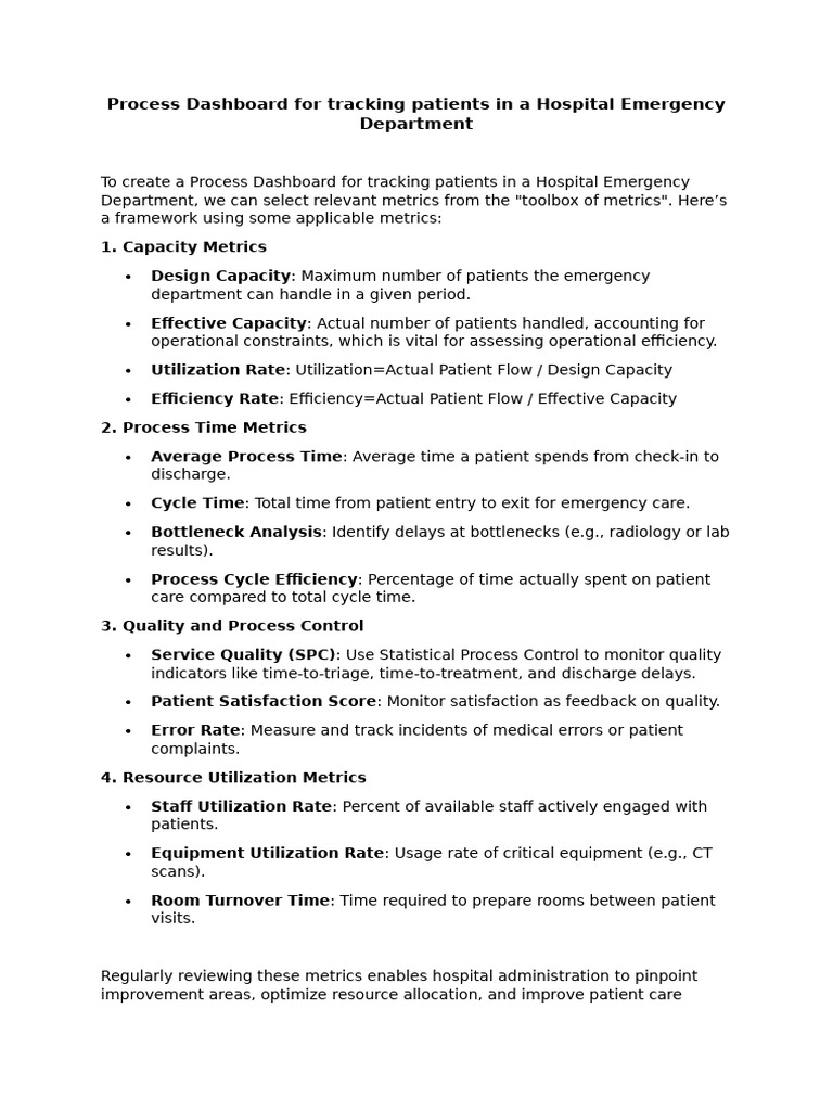 Process Dashboard For Tracking Patients in A Hospital Emergency ...
