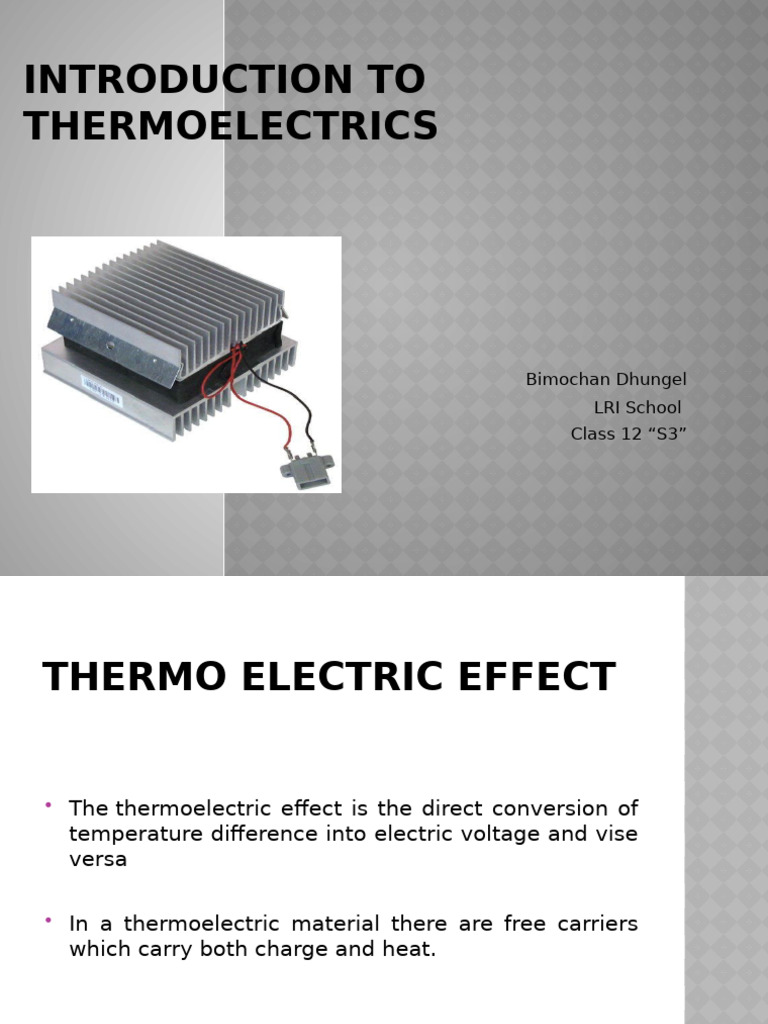 thermoelectric pptx | PDF | Electricity | Materials Science