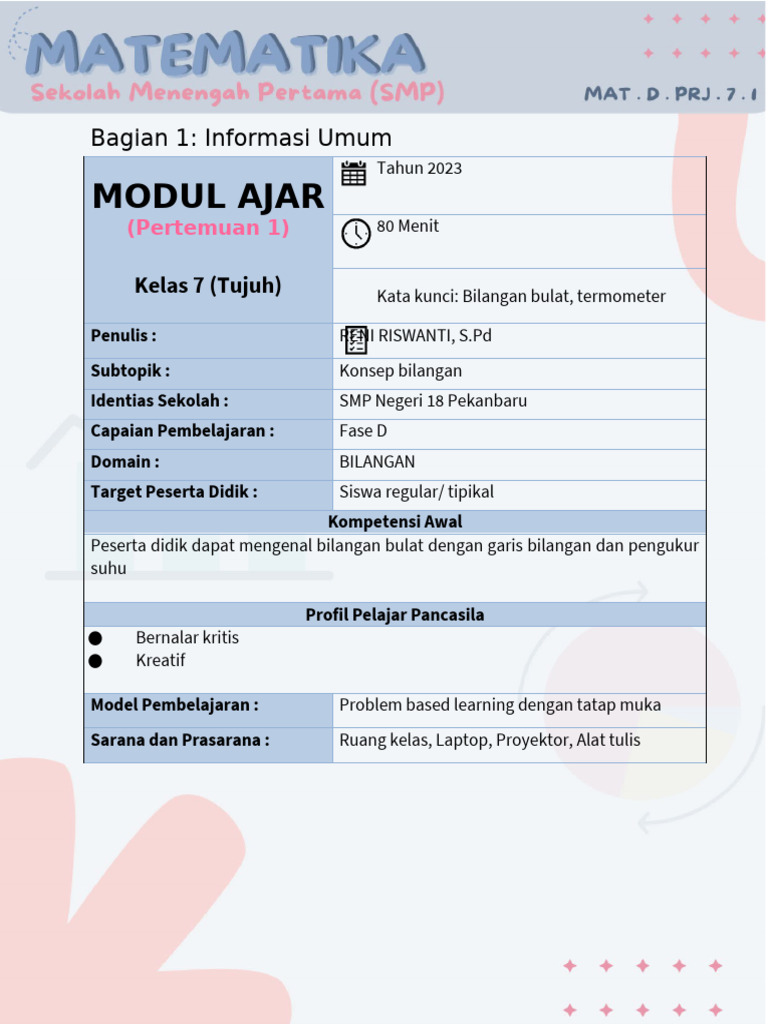 Bab 1 Modul 1 Bilangan Bulat | PDF