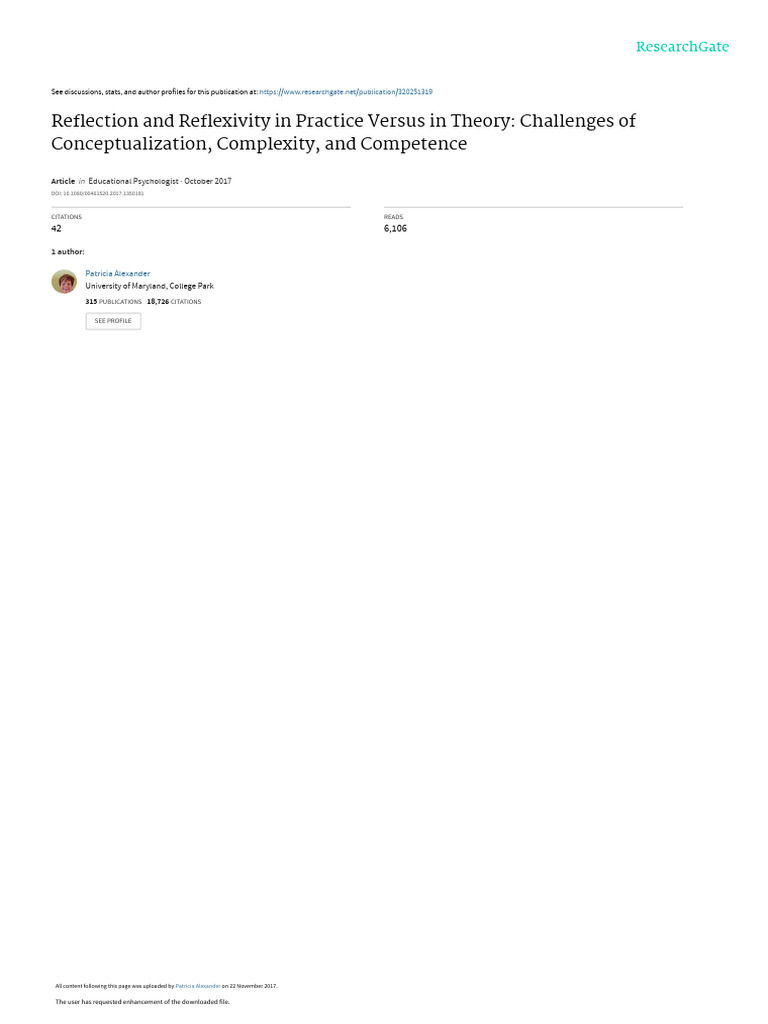 WEEK 4 ReflectionandReflexivityinPracticeVersusin | PDF | Epistemology | Knowledge