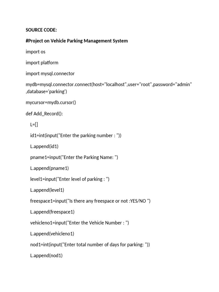 5. Parking Source Code | PDF | Computing | Computer Programming 5. Parking Source Code | PDF | Computing | Computer Programming