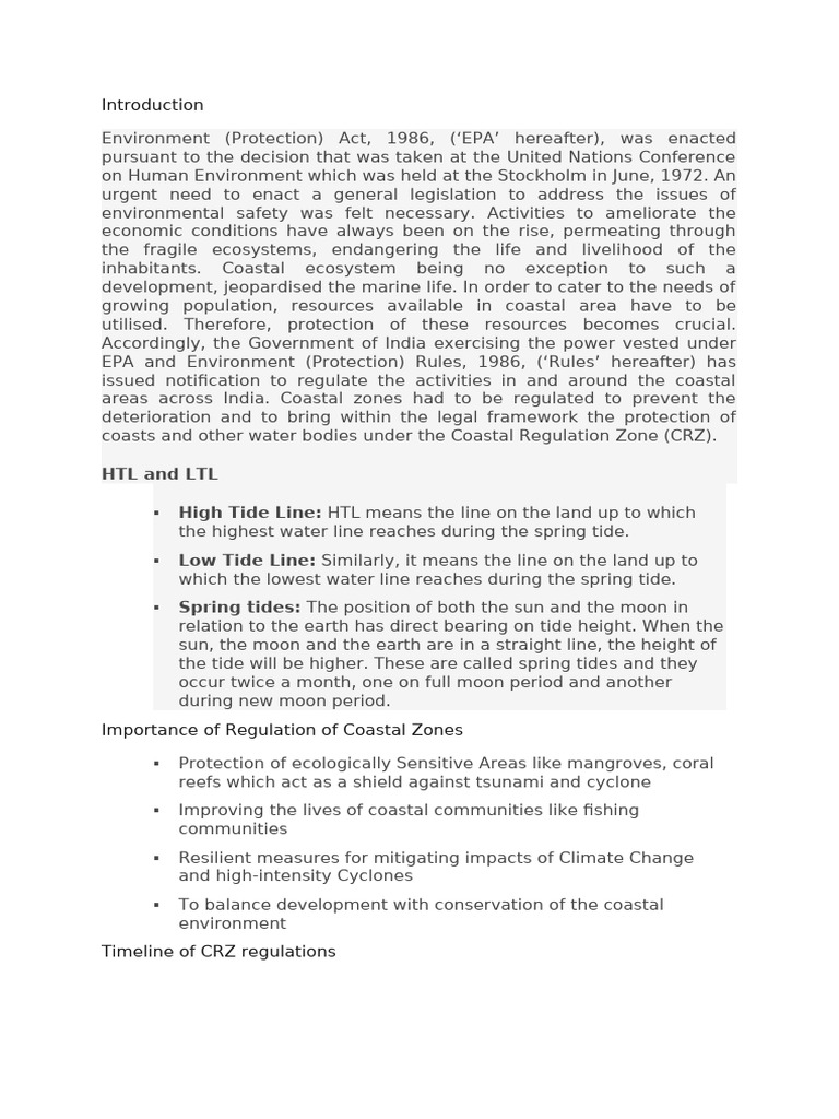 CRZ Notification Overview and Impacts | PDF | Coast | Biodiversity