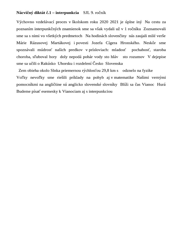 Nacvicny Diktat Interpunkcia | PDF