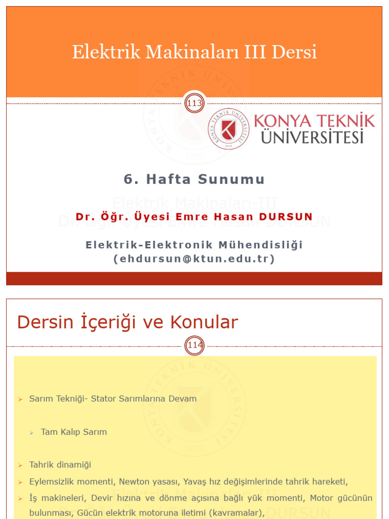 Elektrik Makinaları 3 Dersi 6. Hafta | PDF